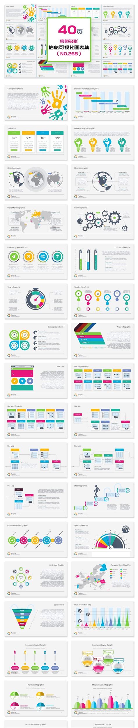 Page Bright Color And Colorful Information Visualization Ppt Chart PPTX PowerPoint Free