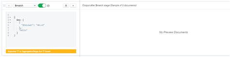expected [ or aggregationstage but { found mongodb aggregation