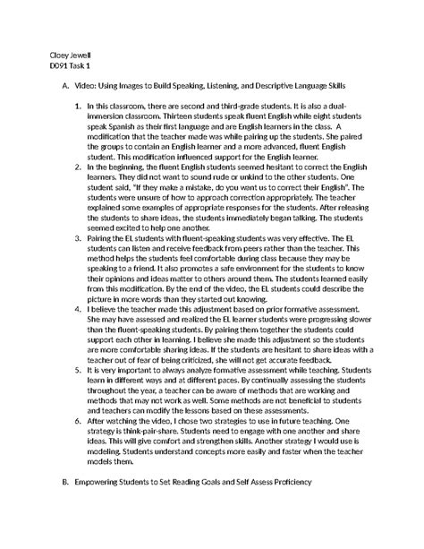 D091 Task 1 D091 Task 1 Cloey Jewell D091 Task 1 A Video Using Images To Build Speaking