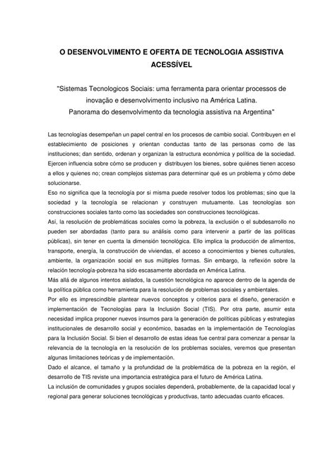 Pdf TecnologÍa E InclusiÓn Las TecnologÍas Asistivas En Argentina