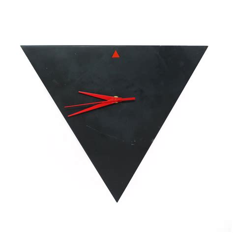 1980s Postmodern Triangular Italian Slate Wall Clock Tenon Design