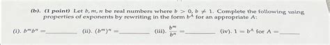 solved b 1 ﻿point ﻿let b m n ﻿be real numbers where