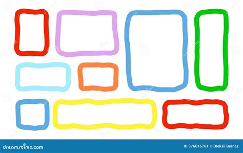 Organic Liquid Rectangle Frame Shapes Set Hand Drawn Abstract Vector