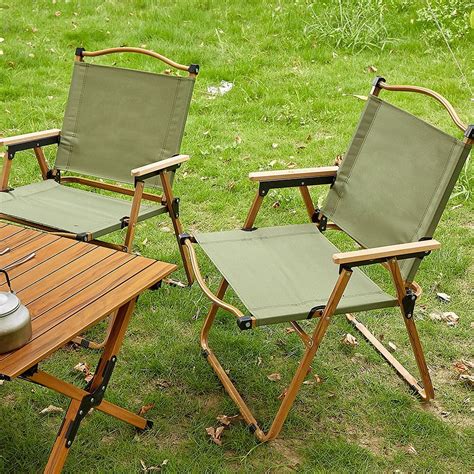 Felicon Outdoor Folding Chair With Wood Armrest 310 Lbs Capacity