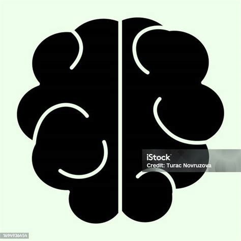 두뇌 솔리드 아이콘입니다 인간의 마음 또는 지능 기호 상형 문자 스타일 픽토그램은 흰색 배경에 있습니다 개발 및 아이디어는