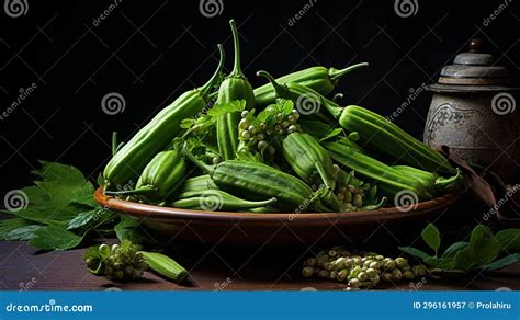 Crisp Okra Arrangement Composition Stock Illustration Illustration Of Creativity Design