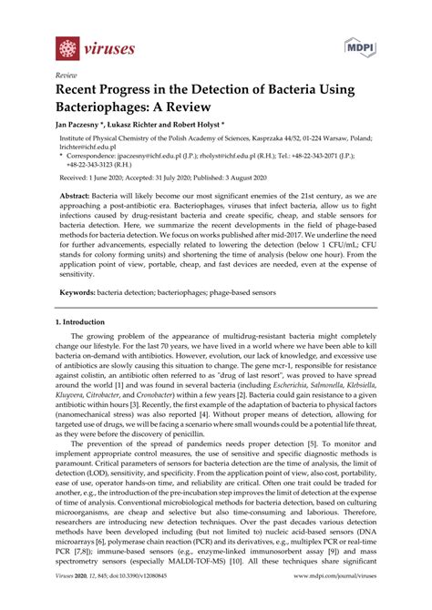 Pdf Recent Progress In The Detection Of Bacteria Using Bacteriophages A Review