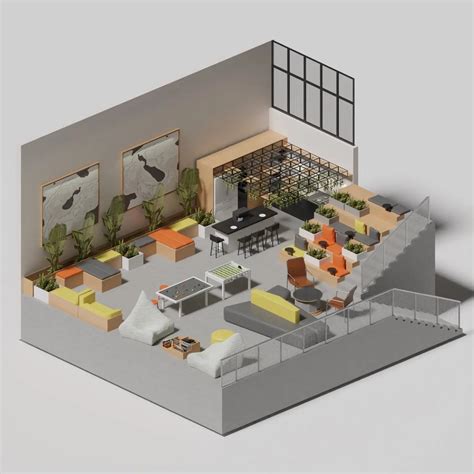 3d Model Architect Office Rest Area Toffu Co