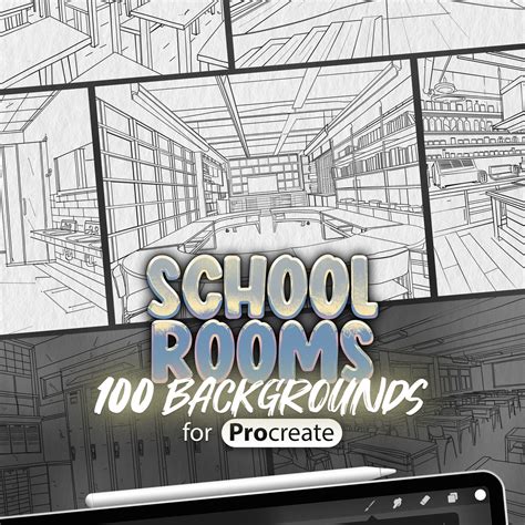 Artstation 100 Procreate Rooms In School Stamps Procreate Classrooms Backgrounds Stamps