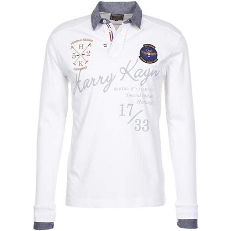 Harry Kayn Polo Manches Longues Homme Cazbi Weiss Kleidung Langärmelige Polohemden Herren 2490