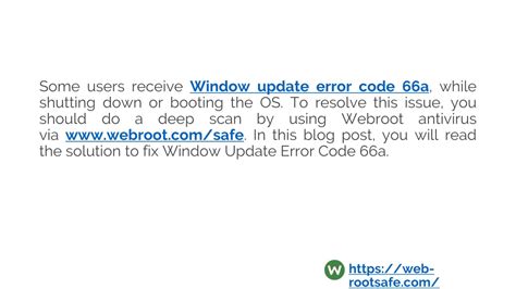 Ppt How To Resolve Window Update Error Code 66a With Webroot Powerpoint Presentation Id