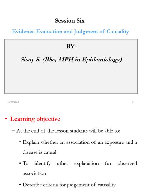 6 Session Six Evidence Evaluation And Causality Pdf Confounding