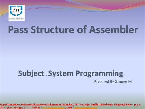 Pass Structure Of Assembler Subject System Programming Prepared