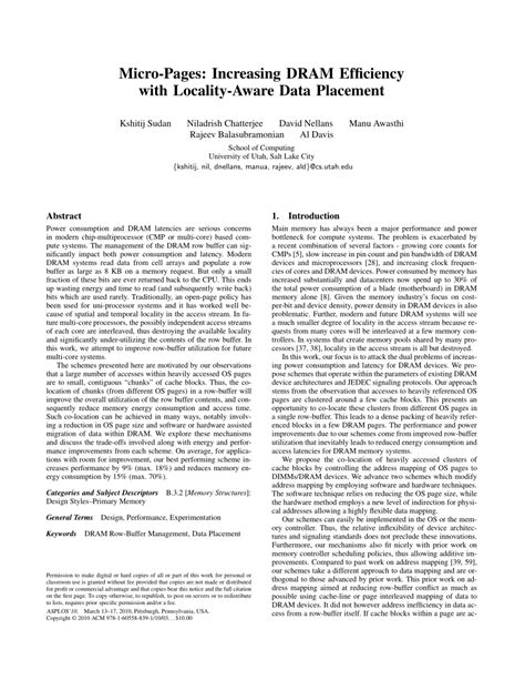 (PDF) Micro-Pages: Increasing DRAM Efficiency with Locality-Aware Data Placement
