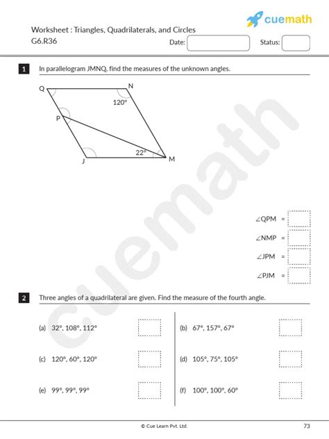 6th Grade Math Worksheet Triangles Quadrilaterals And Circles Pdf Pdf