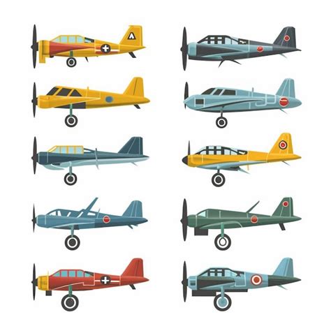 Premium Vector Fighter Air Plane Vector Illustration Set