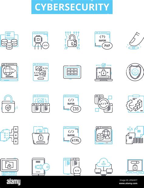 Cybersecurity Vector Line Icons Set Cybersecurity Cyberdefense