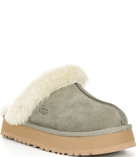 Ugg Disquette Suede Fur Platform Slippers Dillards