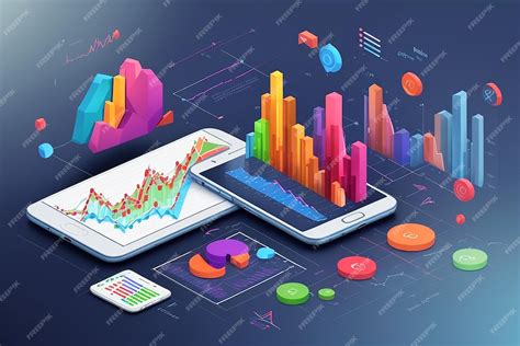 Premium Photo Online Statistics And Data Analytics Isometric Application Business Graph And