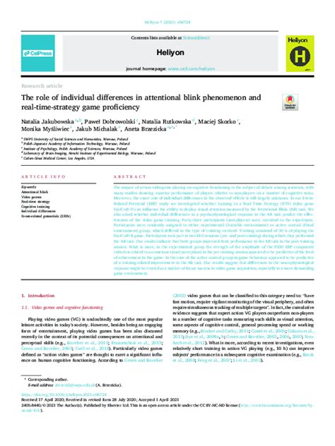 Pdf The Role Of Individual Differences In Attentional Blink Phenomenon And Real Time Strategy