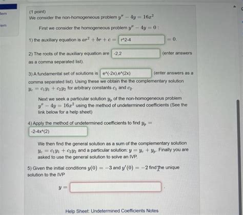 solved 1 point we consider the non homogeneous problem
