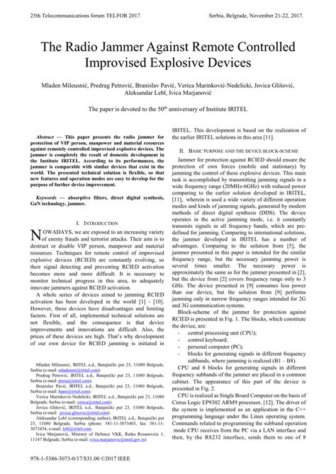 Pdf The Radio Jammer Against Remote Controlled Improvised Explosive Devices