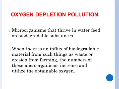Oxygen Depletion Pollution