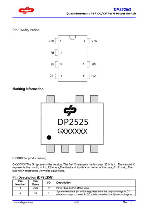 DP G Quasi Resonant PSR CC CV PWM Power Switch DEVELOPER MICROELECTRONICS