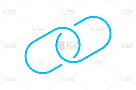 链链接符号蓝色为图标，简单的超链接链具有线细样式，图标链接链用于数据ux Ui网站或移动应用，链连接