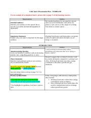 C Task COMPLETE Docx C Task Presentation Plan TEMPLATE For An Example Of A