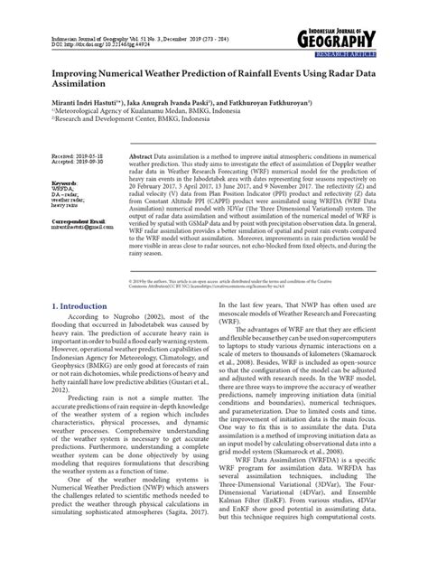 Improving Numerical Weather Prediction Pdf Humidity Meteorology