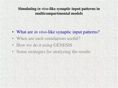 Ppt Simulating In Vivo Like Synaptic Input Patterns In