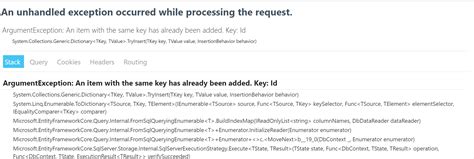 C An Item With The Same Key Has Already Been Added Key Id Stack Overflow
