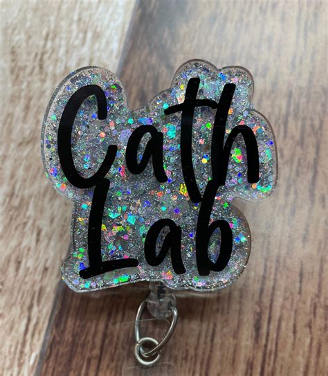 Cath Lab Badge Reel • Medical Catheterization Laboratory Cardiac Arteries Silver Glitter You