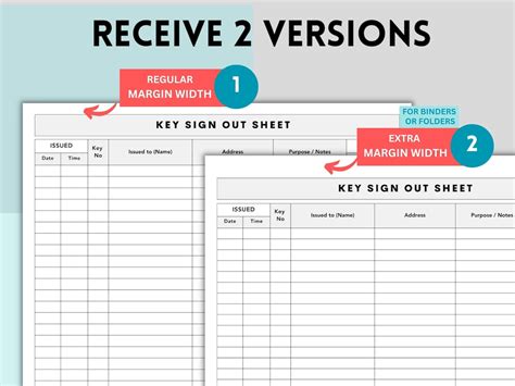 Key Sign Out Sheet Signature List Contact List Sign In Out Form Printable Key Sign Out Form