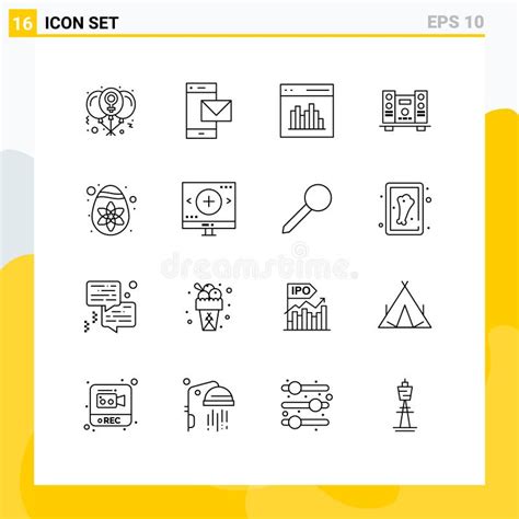 Mobile Interface Outline Set Of 16 Pictograms Of Speaker Woofer Phone User Communication