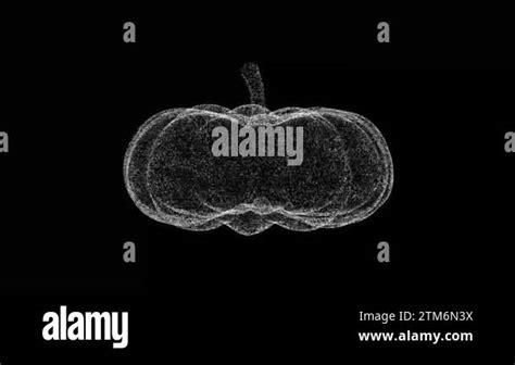 3d Pumpkin Rotates On Black Bg Object Dissolved White Flickering Particles 60 Fps Business