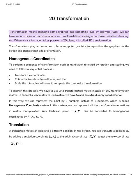 2d Transformation Its Just Reference 2d Transformation