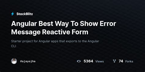 Angular Best Way To Show Error Message Reactive Form StackBlitz