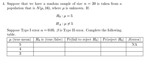 solved suppose that we have a random sample of size n 20 is