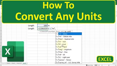 How To Convert Any Units In Excel Youtube