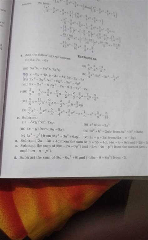 Add The Following Expressions EXEACISE Mathrm A I X X X