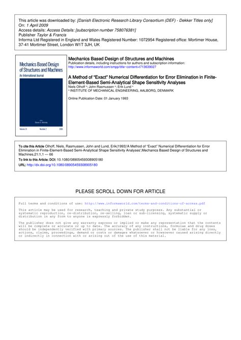 pdf a method of “exact” numerical differentiation for error