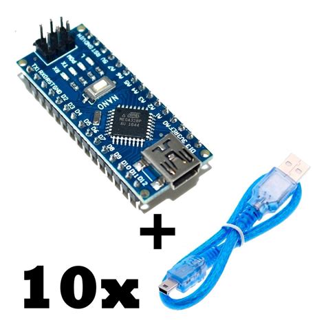 10x Placa Compatível C Arduíno Nano Pinos Soldados Cabo Usb Frete Grátis