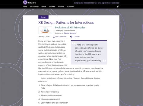 Xr Design Patterns For Interaction