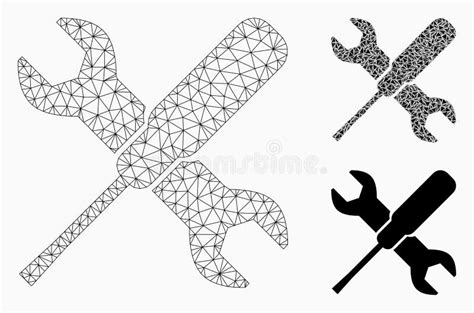 Tools Vector Mesh Network Model And Triangle Mosaic Icon Stock Vector Illustration Of