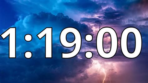 1 Hour 19 Minutes Countdown Timer With Alarm Sound At The End Simple Beep Youtube