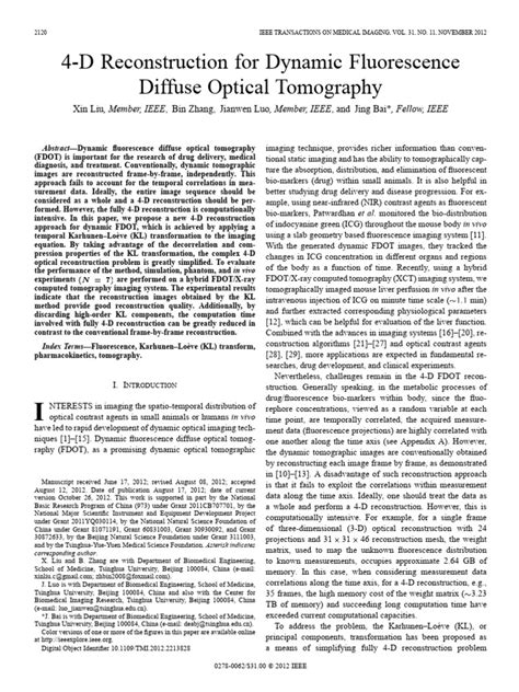 4d Reconstruction For Dynamic Fluorescence Diffuse Optical Tomography Pdf