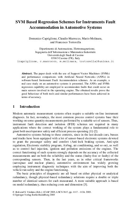 pdf svm based regression schemes for instruments fault accommodation