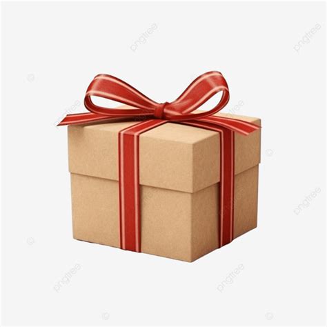 빨간 리본이 달린 공예 종이로 싸인 크리스마스 선물 선물 패키지 선물 상자 선물 선물 포장 Png 일러스트 및 이미지 에 대한 무료 다운로드 Pngtree